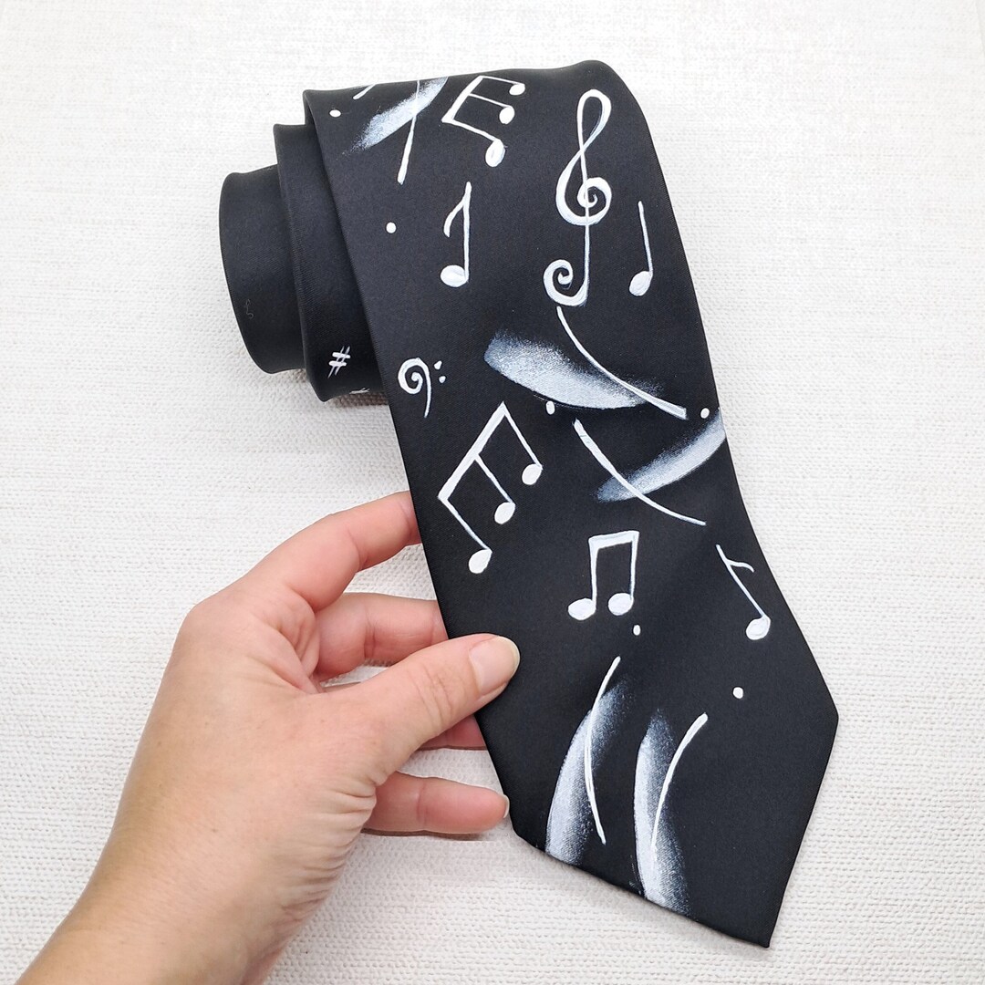 Musical Silk Tie, Hand Painted Music Note Necktie, Wedding Band Ties - Etsy