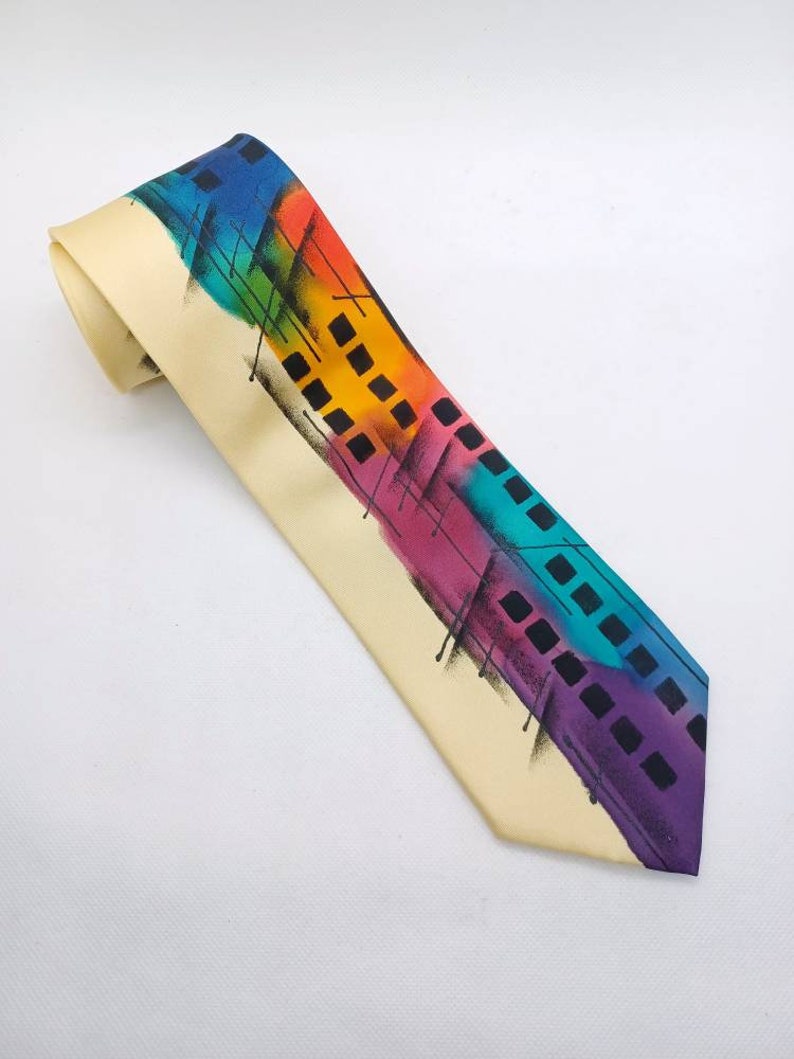 Bright Abstract Hand Painted Silk Tie Silk Necktie - Etsy UK