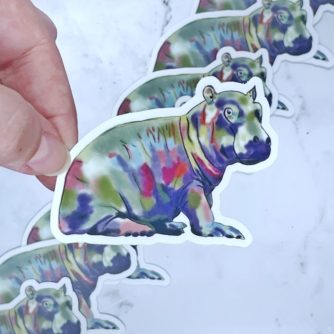 Rainbow Hippo Sticker, 3x2.25 Vinyl Sticker Waterproof Weatherproof ...