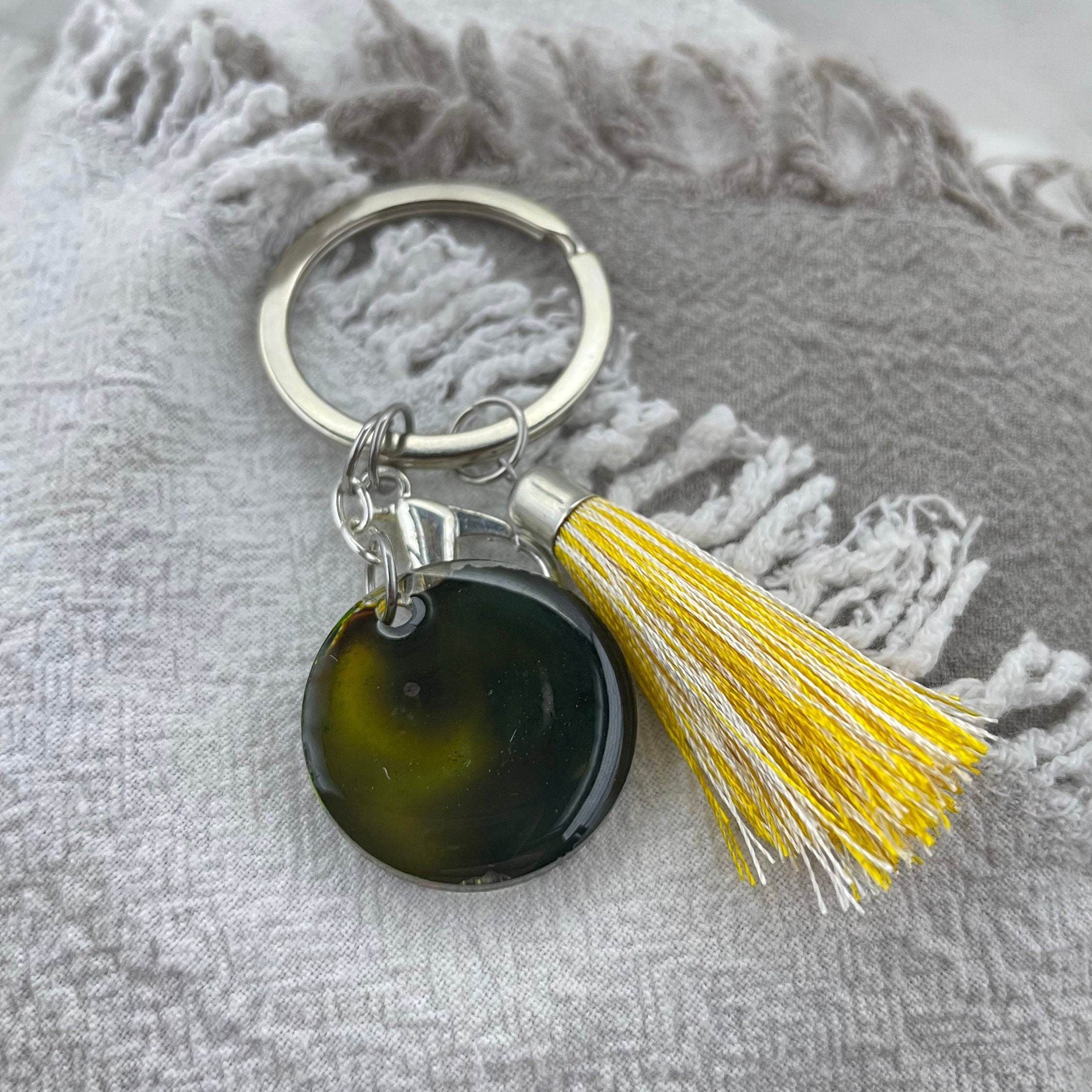 Gold and Yellow Acrylic Keychain with Tassel Resin Keychain | Etsy