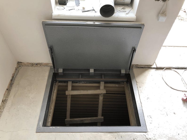 Home Floor Hatch Door to Cellar Basement Insulated Metal Trapdoor ...