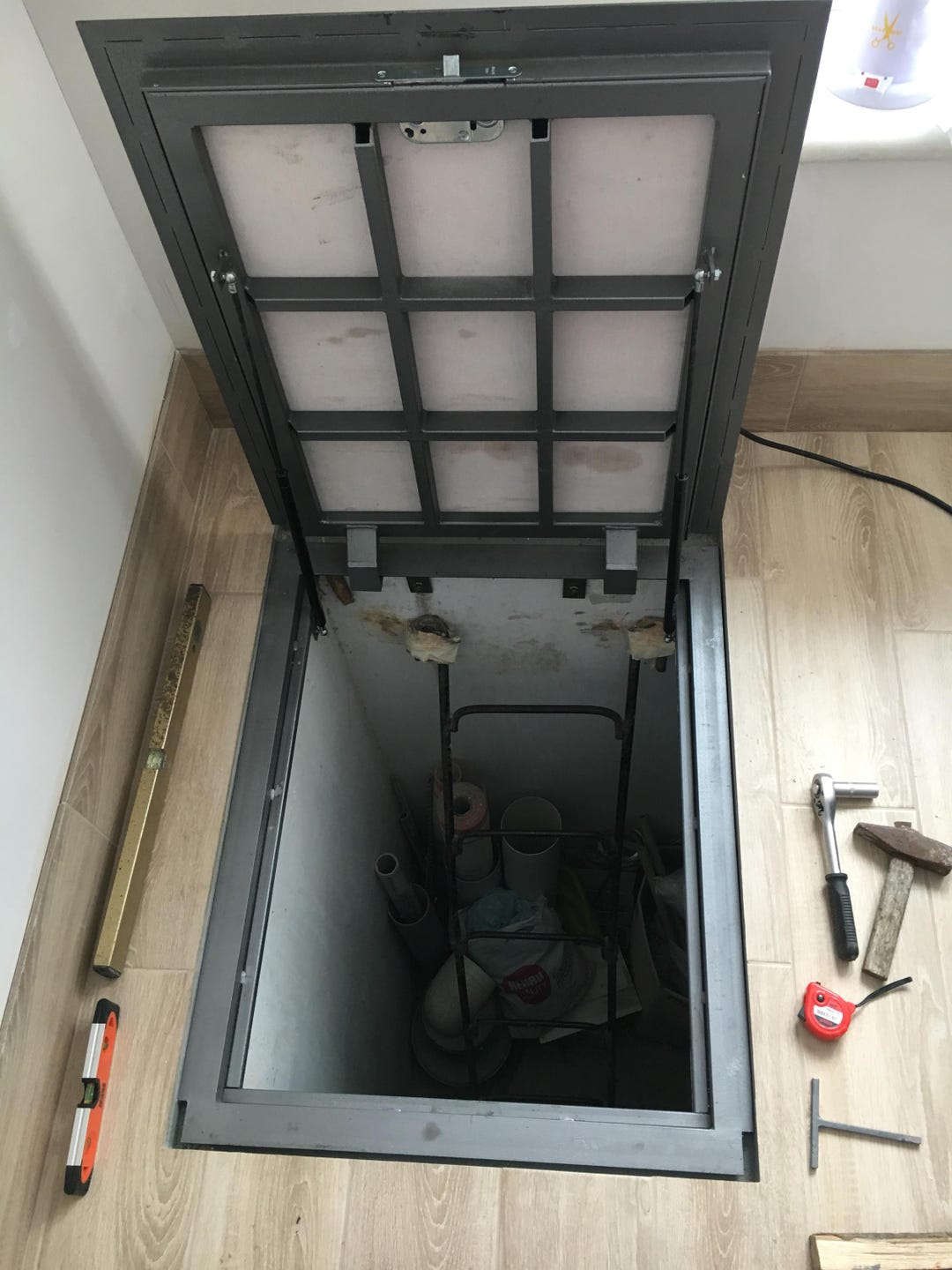 Invisible Flush Mount Hatch Door Covered With Laminate Board Flooring ...