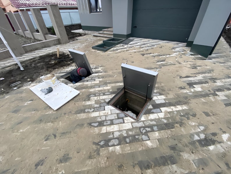 Invisible Access Hatch Decorated as Pavers Custom Hatch Door for Cellar ...
