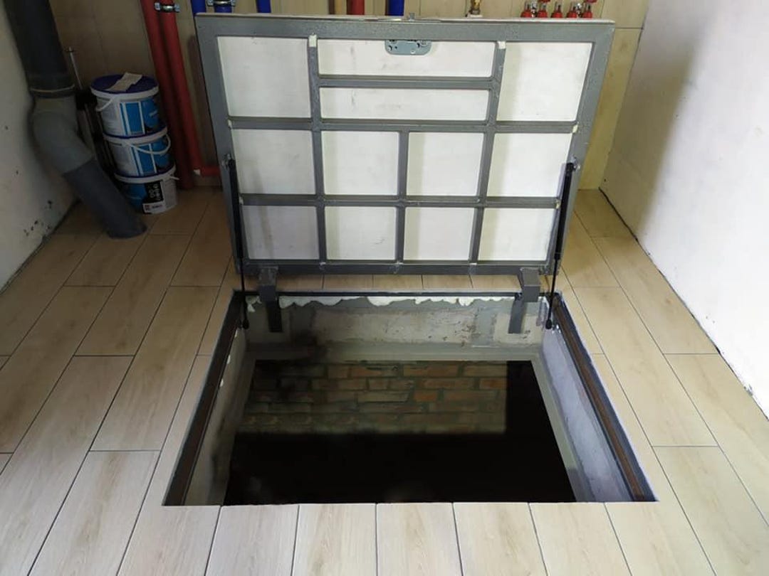 Hidden Hatch Door to Cellar Basement Custom Utility Hatchway Sewer ...
