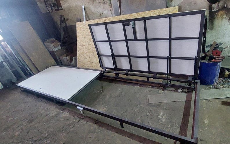 Steel Grate Hatch Door to Cellar Basement Technical Floor Access Panel ...