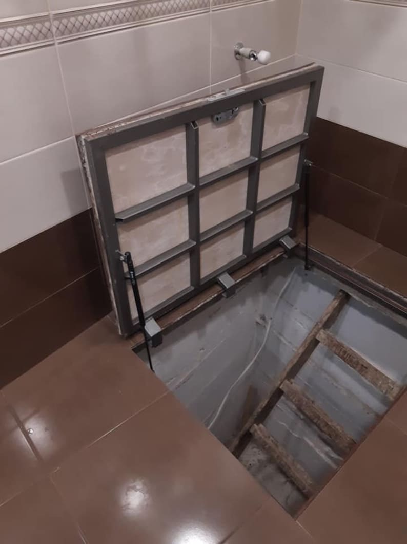 Invisible Floor Hatch Door Covered With Ceramic Tiles Cellar Basement ...