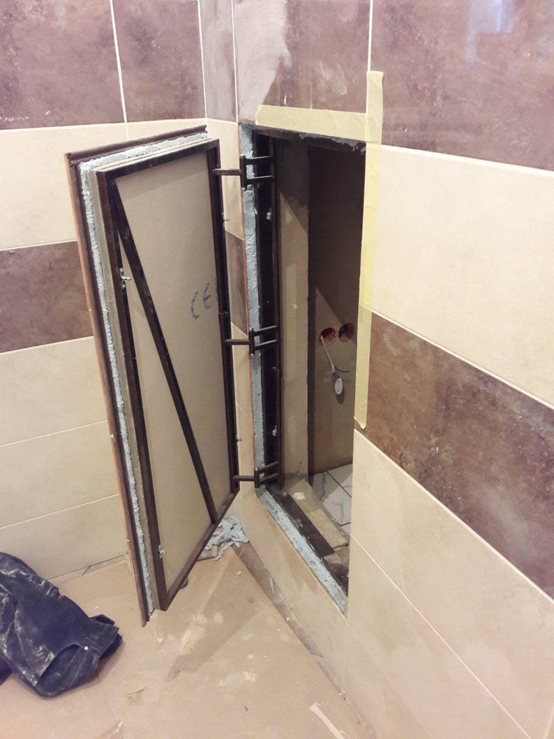 Wall Access Panel Covered With Ceramic Tiles Hidden Metal Trapdoor ...