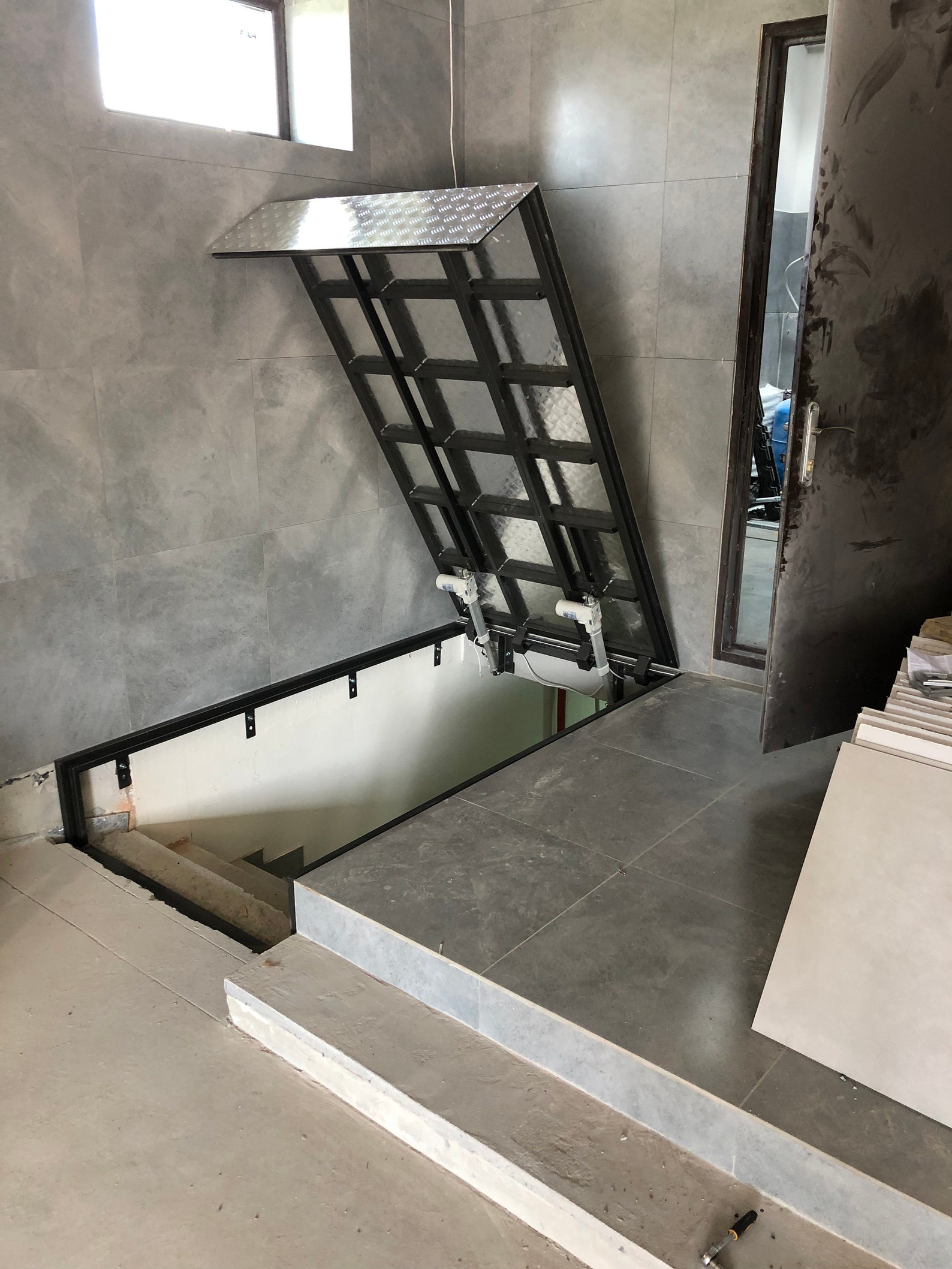 Electric Hatch Door With Remote Control Custom Floor Trapdoor Checkered ...