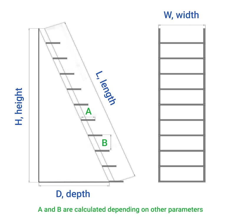 Custom-sized Steel Ladder With Aluminum Tread Steps Metal Stairs With ...