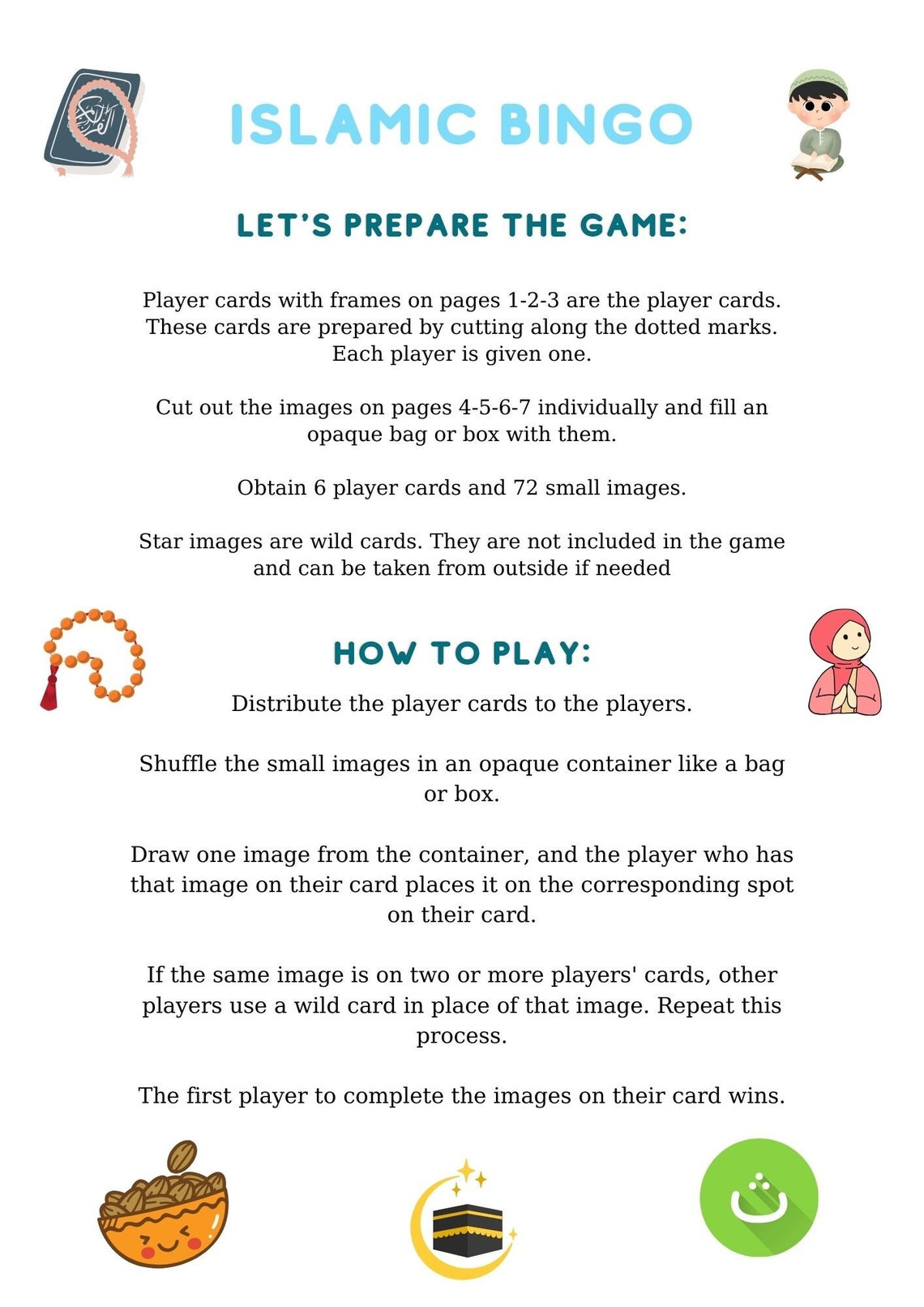 Islamic Bingo Game - Digital Download for Fun and Learning - Etsy