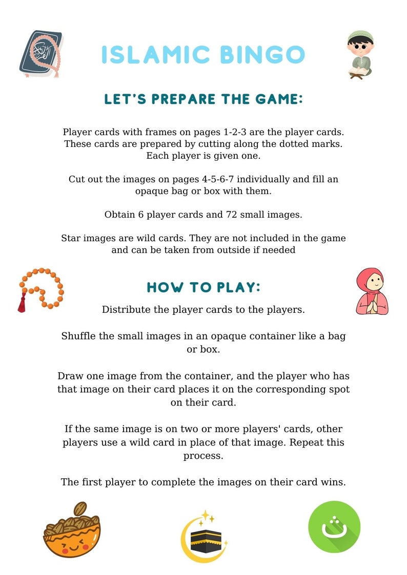 Islamic Bingo Game - Digital Download for Fun and Learning - Etsy