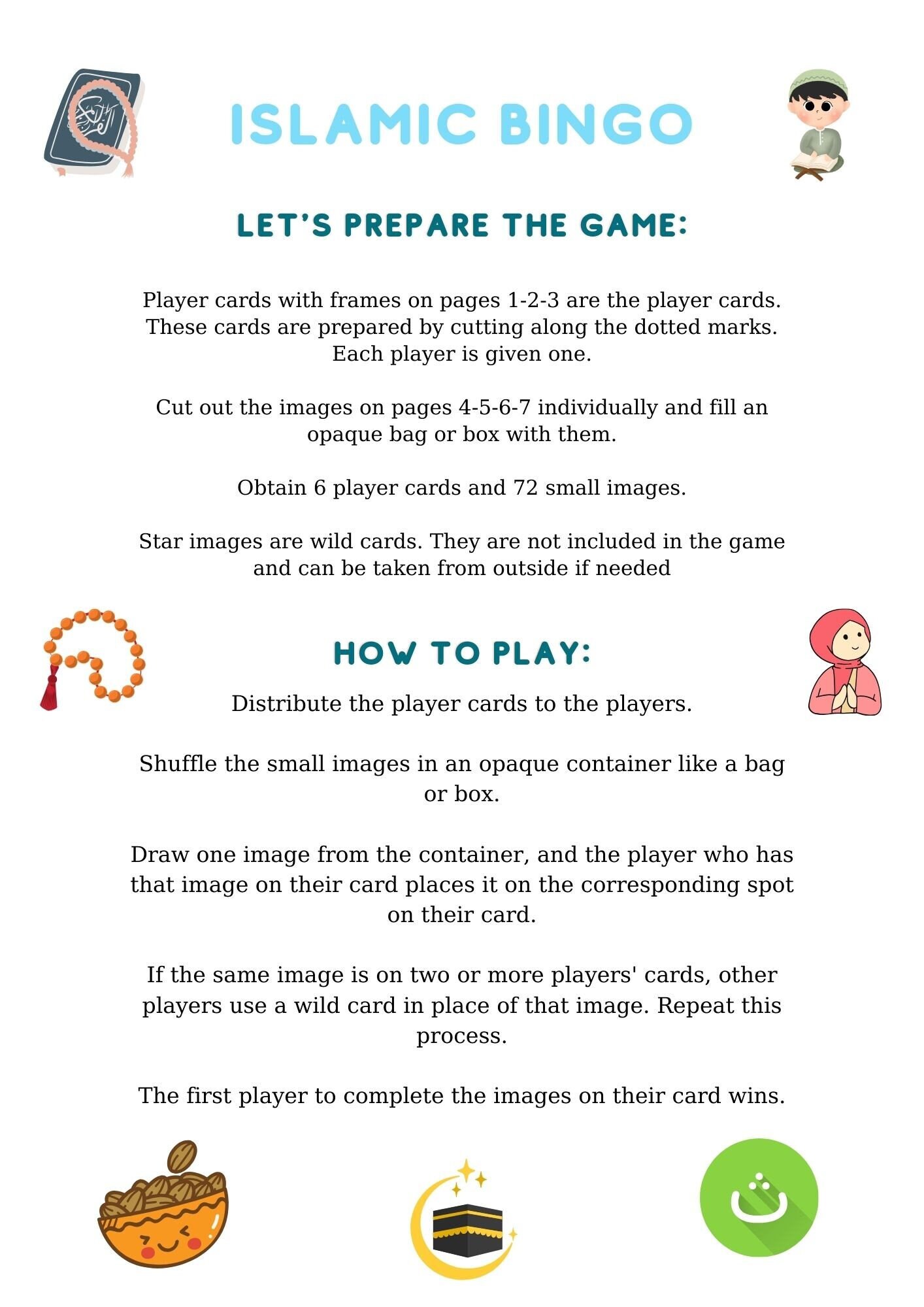 Islamic Bingo Game - Digital Download for Fun and Learning - Etsy