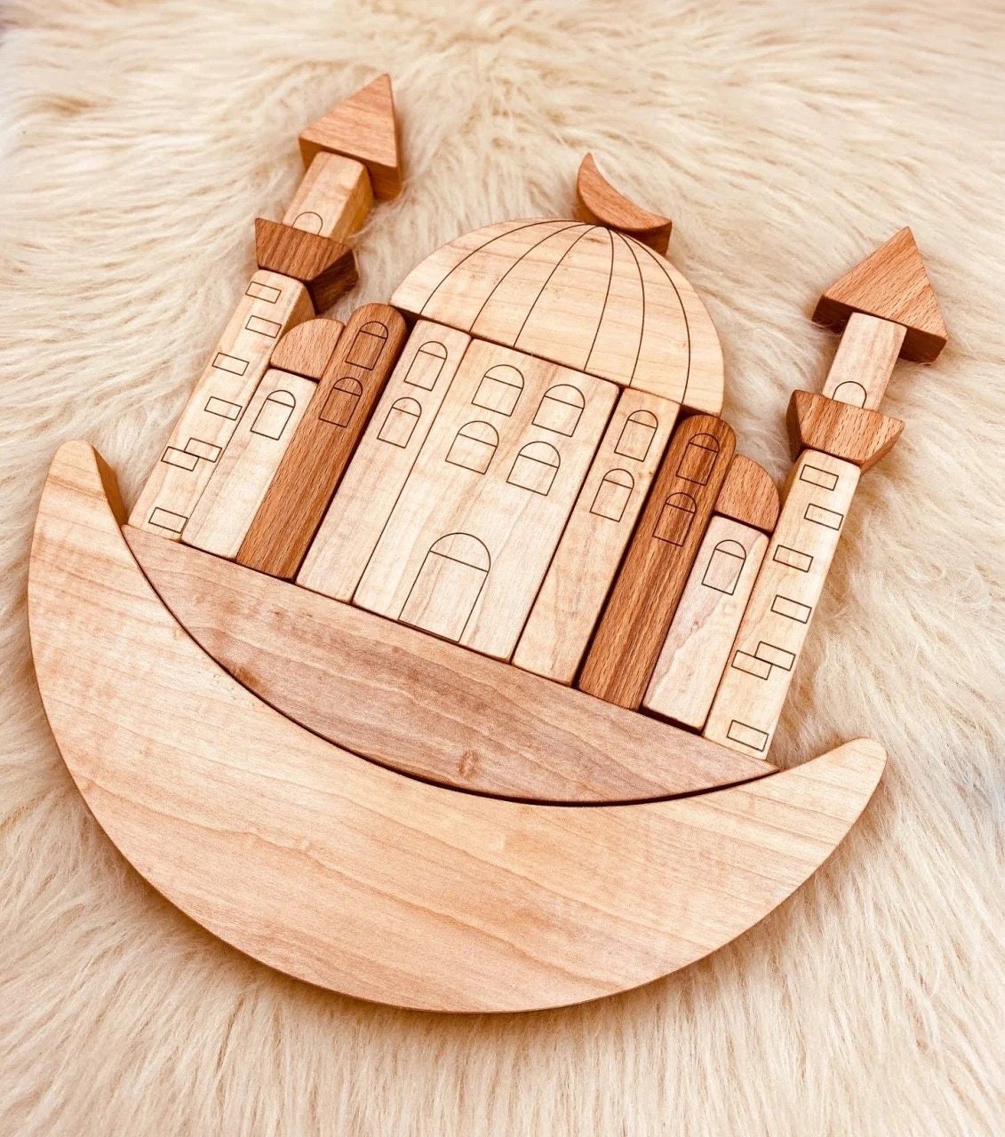 Handcrafted Wooden Mosque Puzzle Toy - Perfect Gift for Muslim Kids - Etsy