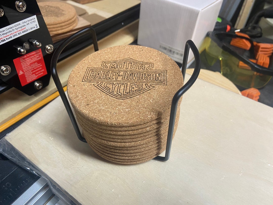 Laser Engraved Harley Davidson Coaster Set - Etsy