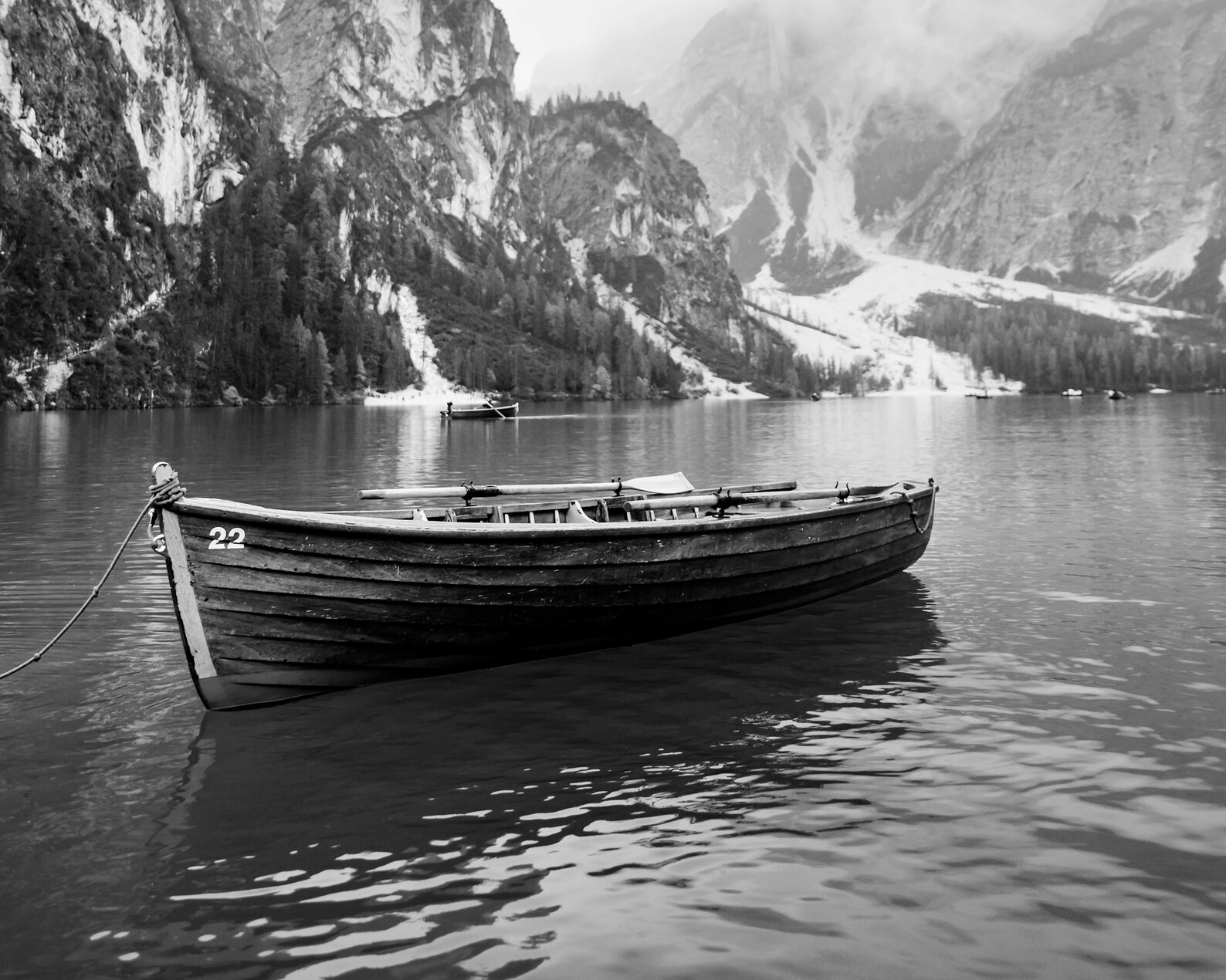 Boot auf Bergsee Poster Landschaft Fotografie Druck | Etsy