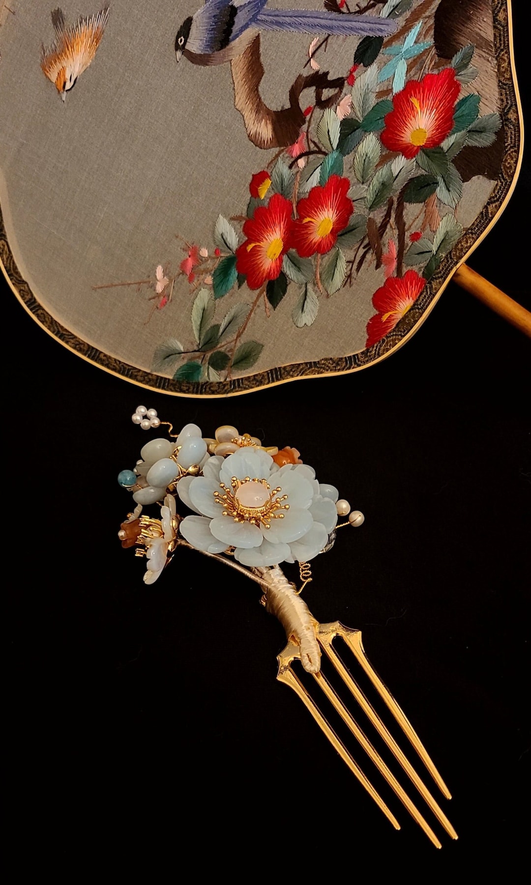 Ancient Chinese Style Hair Pins Hanfu Headdress Hair Aquamarine - Etsy