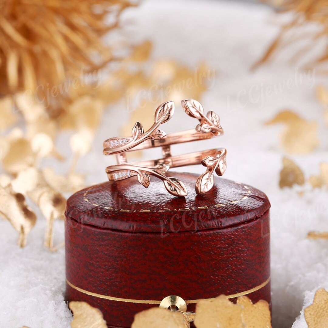 Unique Diamond Ring Enhancers and Wraps Moissanite Leaf Floral Wedding ...