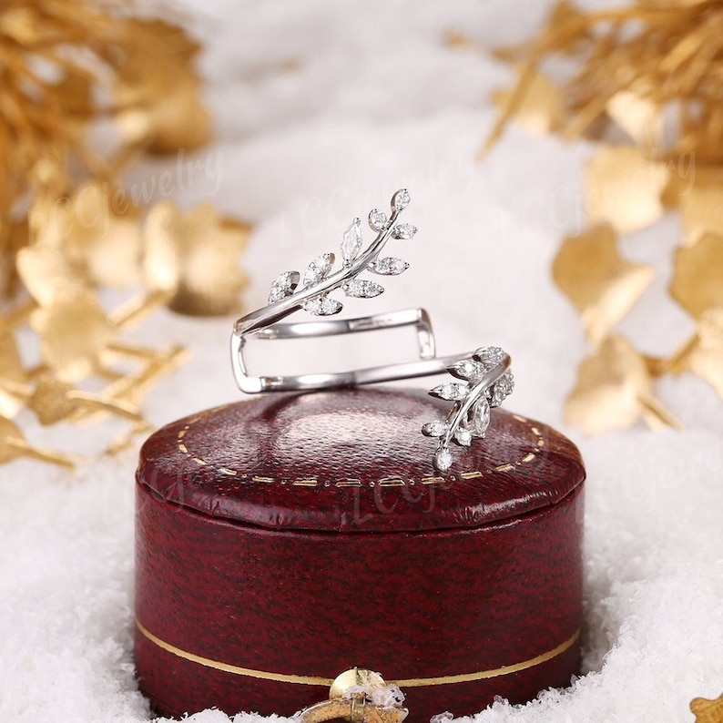 Unique Diamond Ring Enhancers and Wraps Leaf Floral Wedding - Etsy