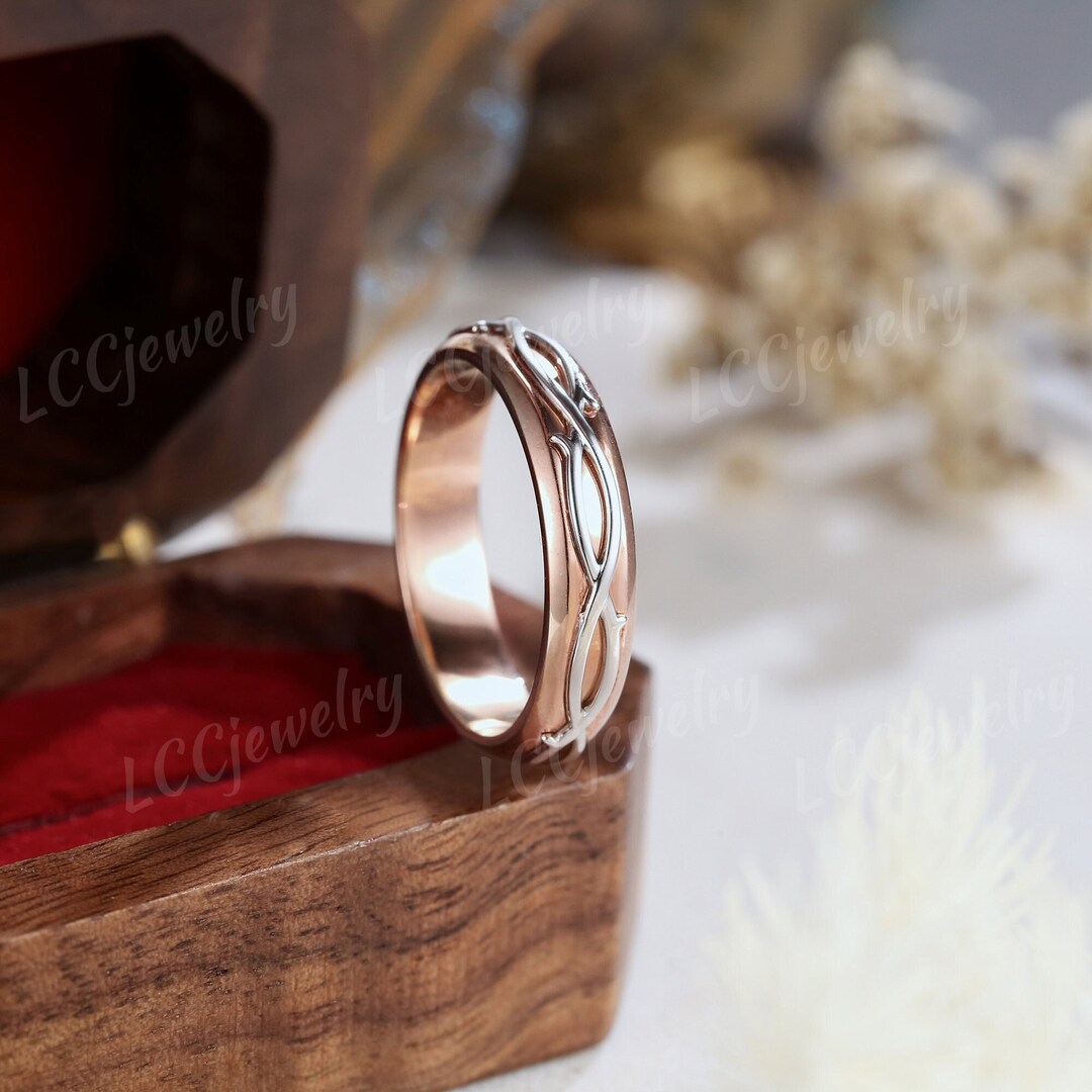 Unique Two Tone Mens Ring Mens Wedding Band Nature Inspired Branch Twig ...