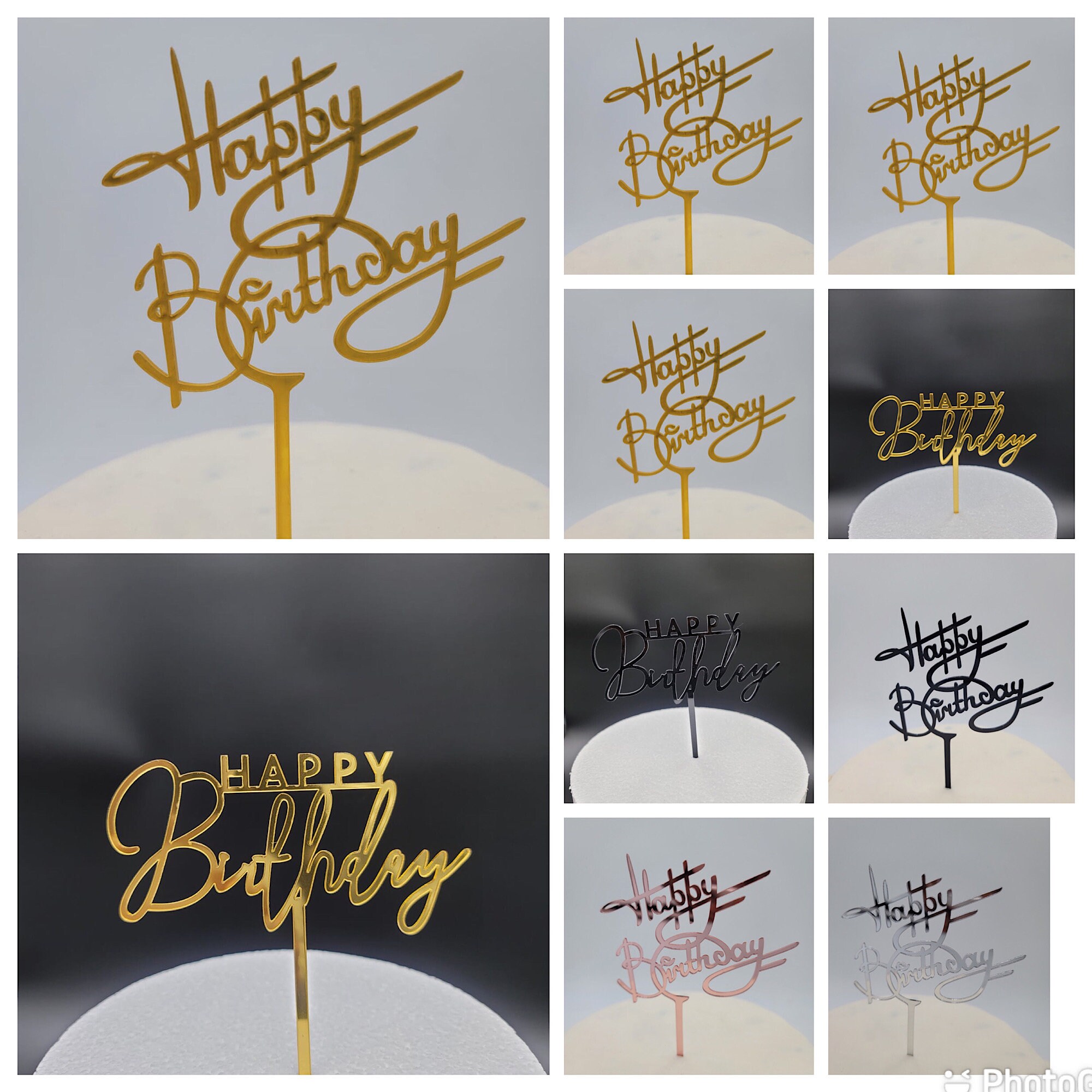 10 Packs of Acrylic happy Birthday Cake Toppers in Gold - Etsy