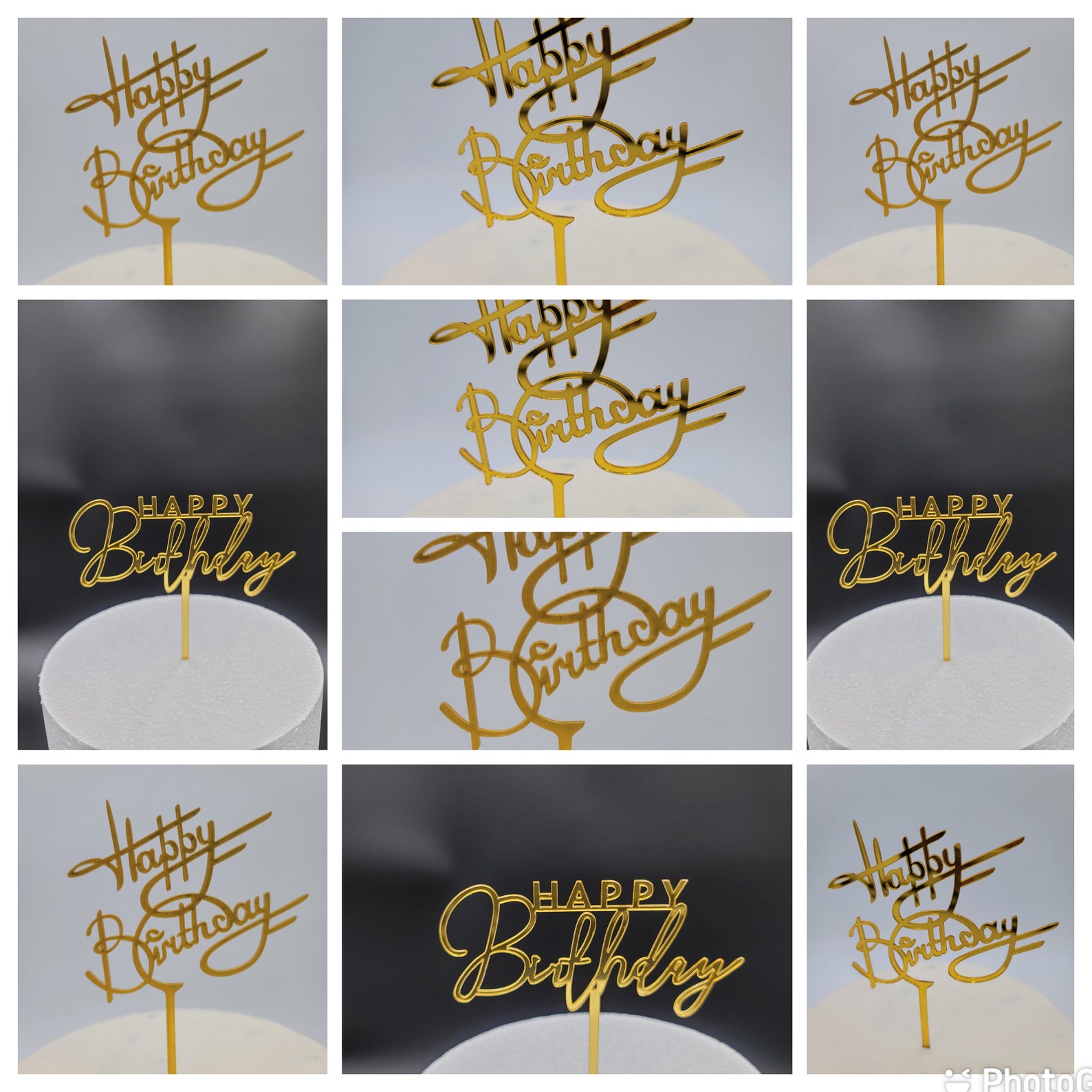 10 Packs of Acrylic happy Birthday Cake Toppers in Gold - Etsy
