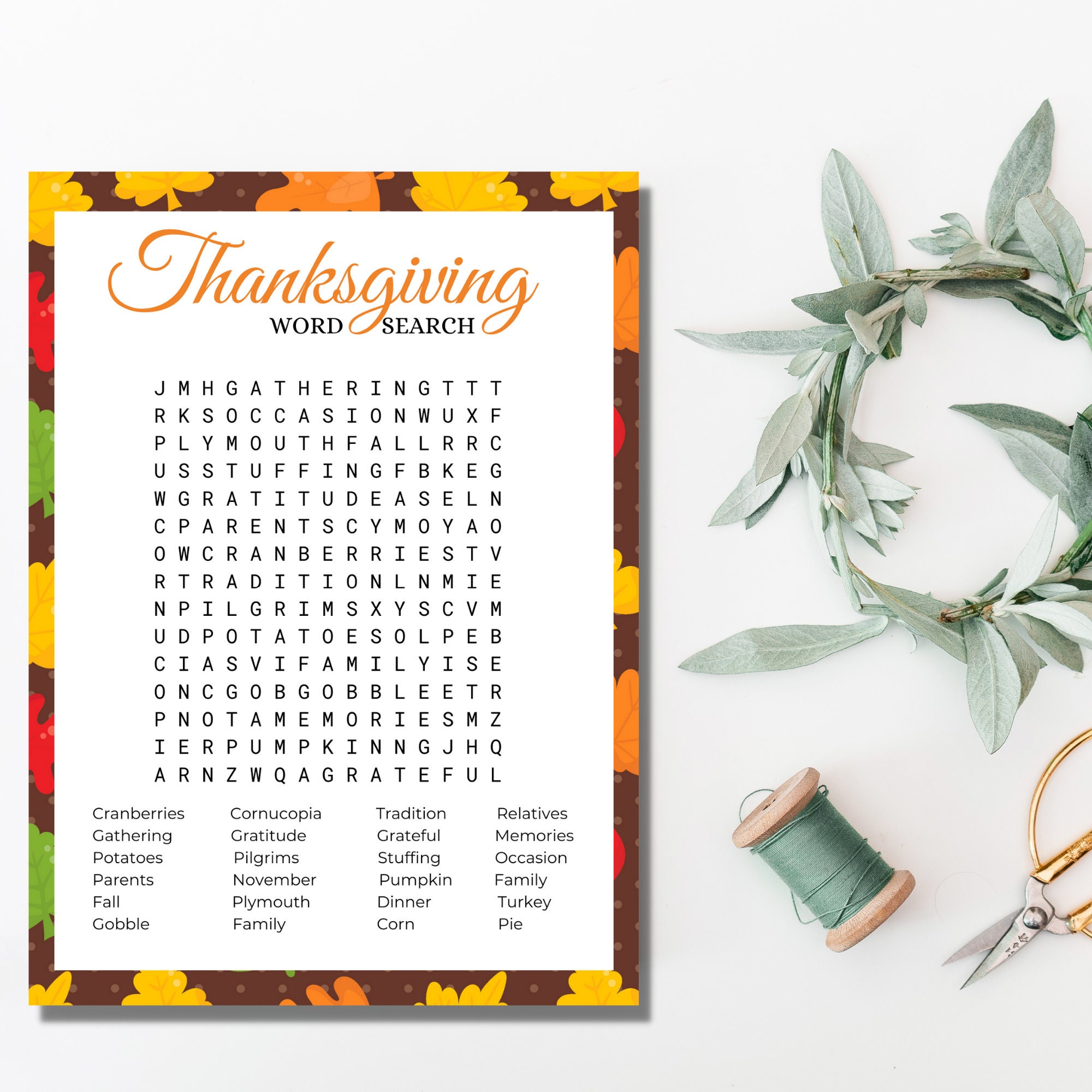 Thanksgiving Word Search Puzzle for Thanksgiving Party Games - Etsy
