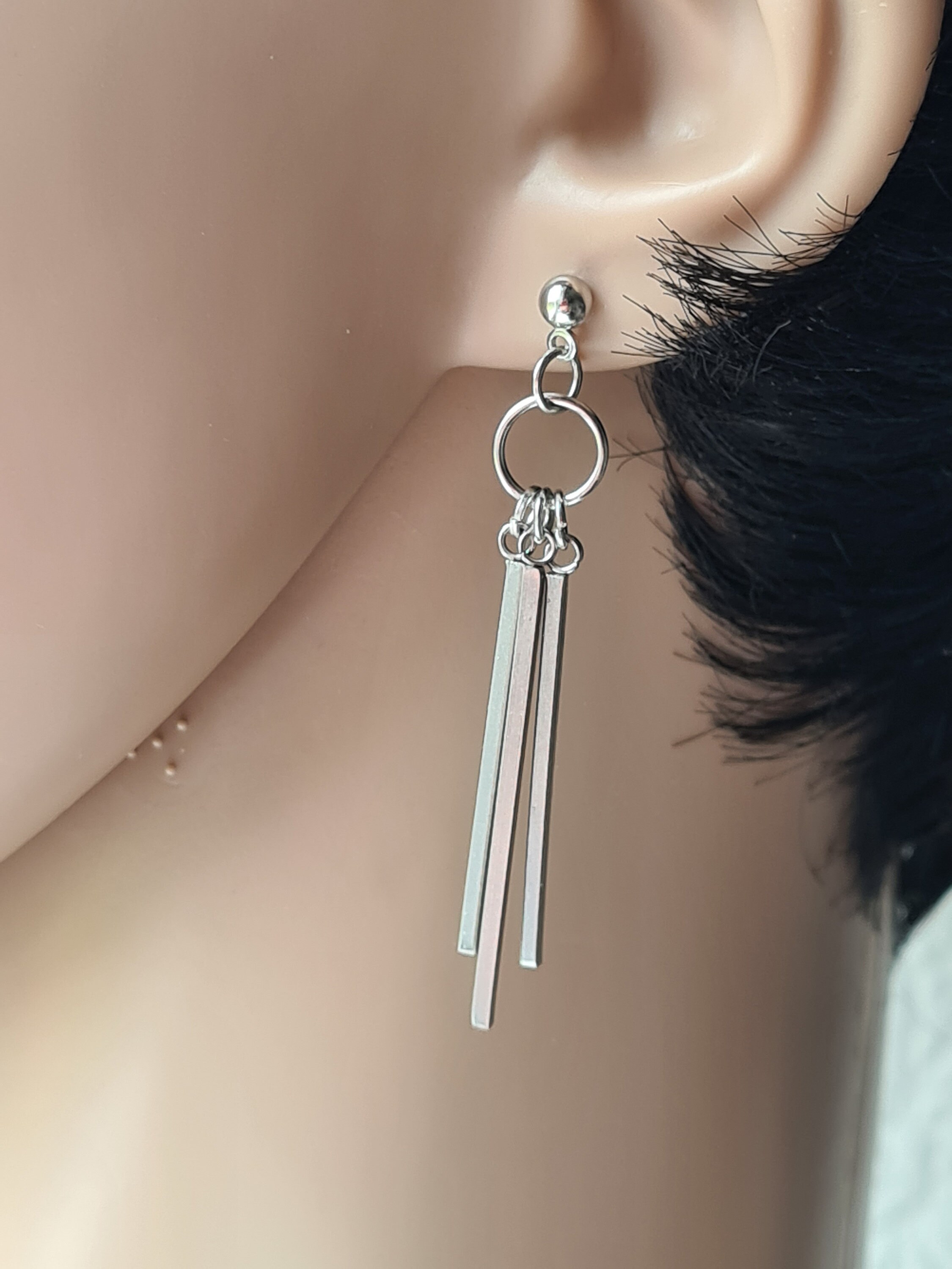 One stick dangle stick earring male stick dangle stick long | Etsy