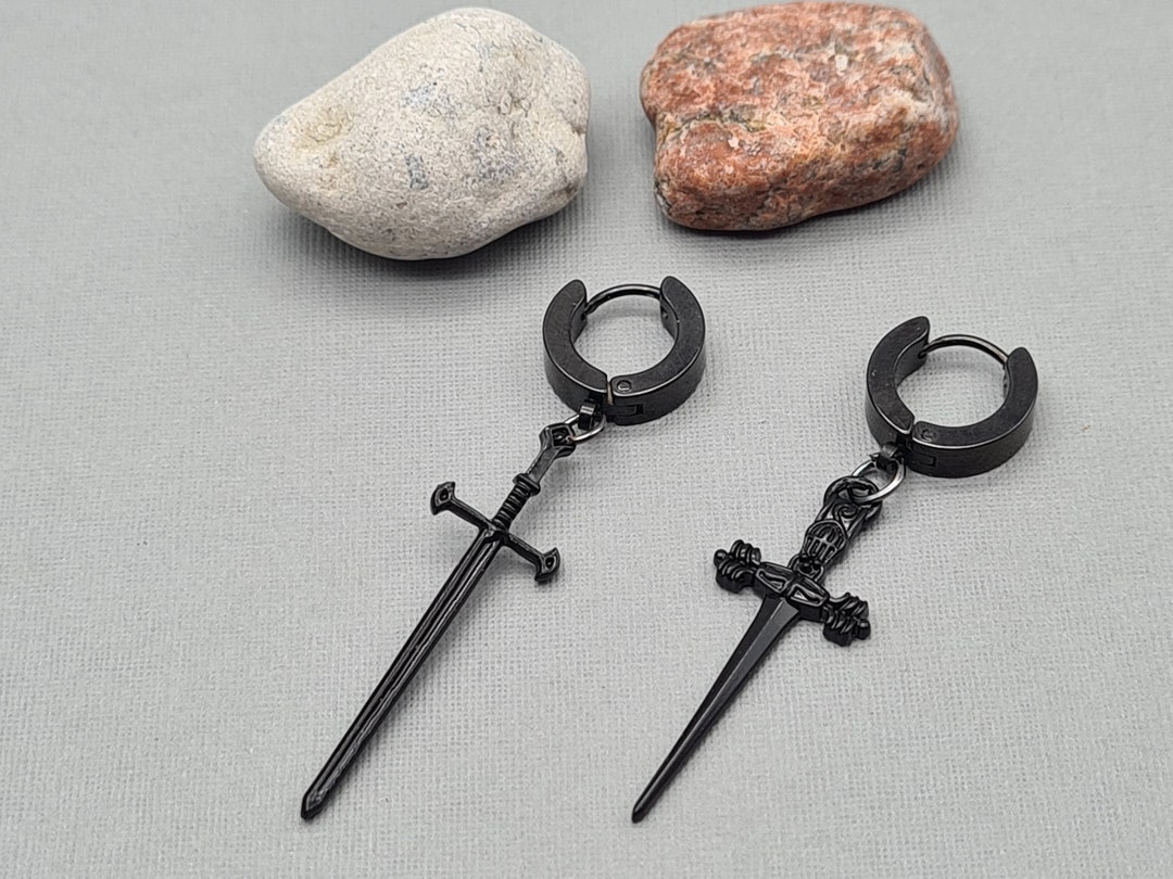 Sword Earring, Weapon Earring, Men Accessories, Gift Idea, Knife Dangle ...