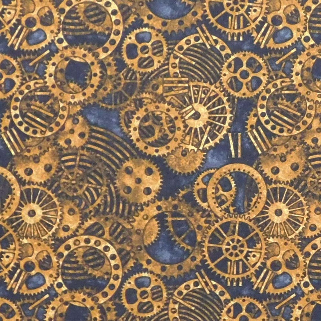 Quilting Patchwork Sewing Fabric Gears and Cogs 50x55cm FQ - Etsy Australia