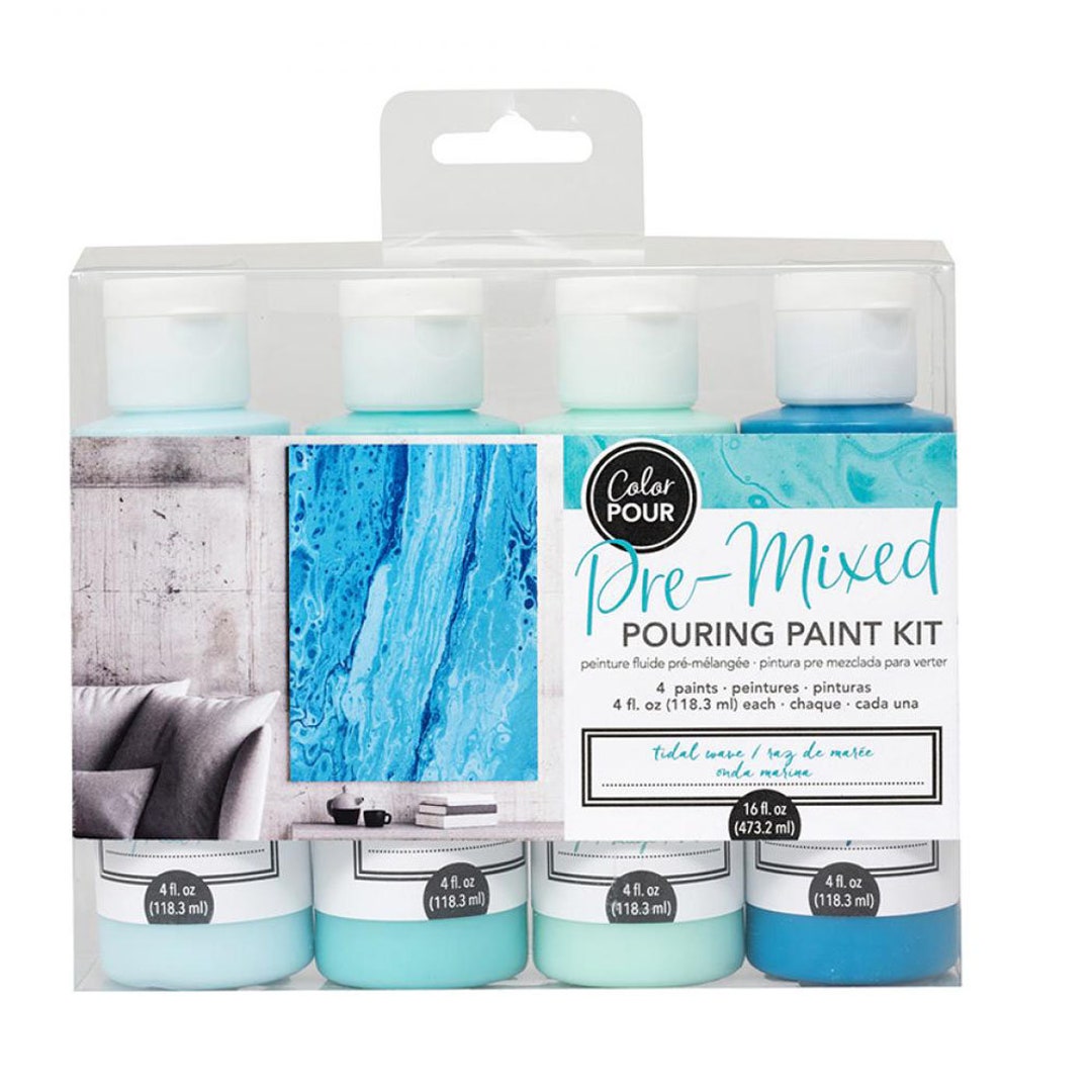 Premixed Pouring Paint Kit Set of 4 Colours Tidal Wave DIY Canvas - Etsy