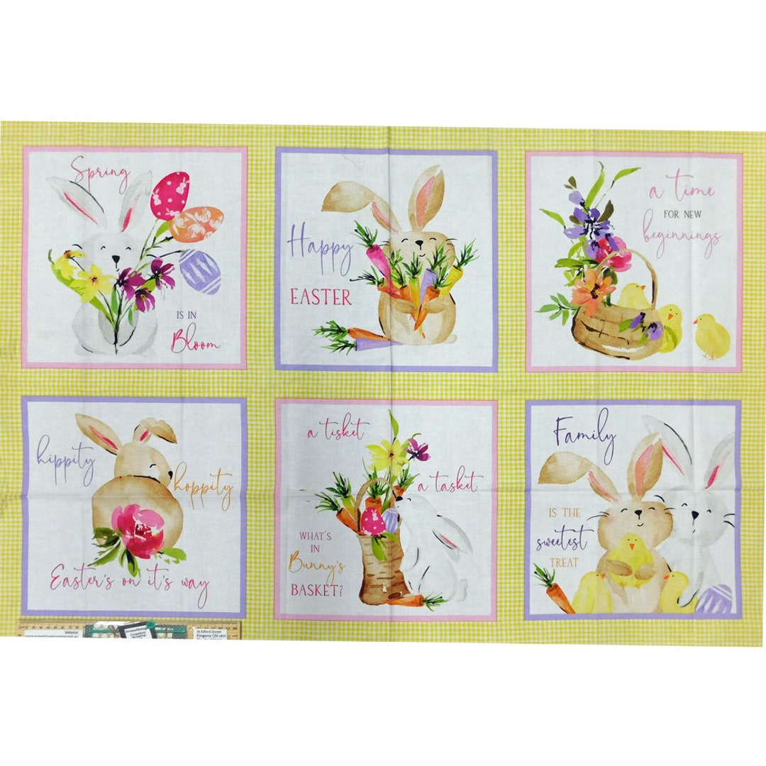 Patchwork Quilting Sewing Fabric Hoppy Easter Bunny Panel 76x110cm - Etsy