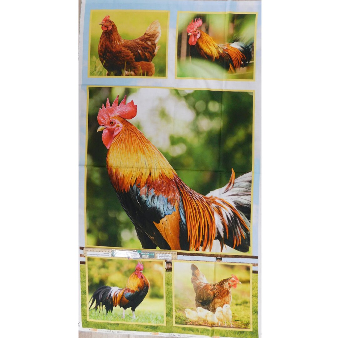 Patchwork Quilting Sewing Rooster Panel 62x110cm Fabric - Etsy