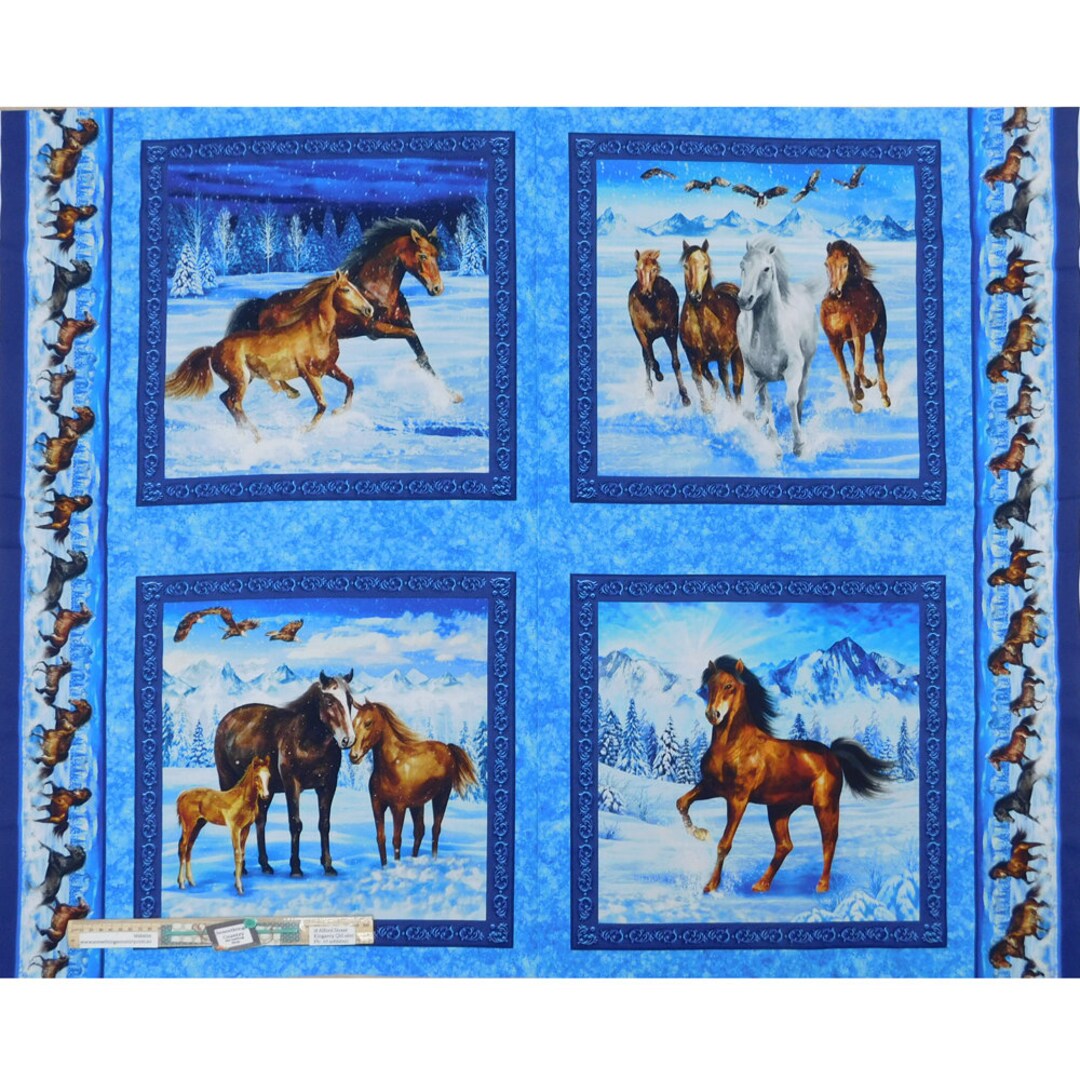 Patchwork Quilting Sewing Fabric Running Wild Horse Panel 90x110cm - Etsy