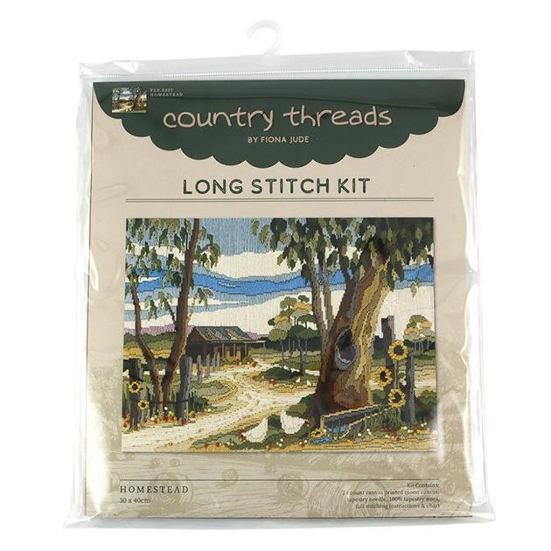 Country Threads Long Stitch Kit Homestead 30x40cm Including Threads ...