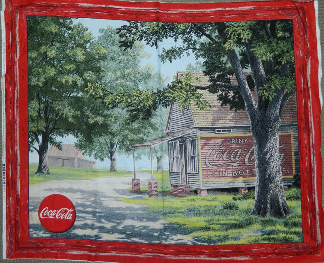 Patchwork Quilting Sewing Fabric Coca Cola Vintage Panel 88x110cm ...