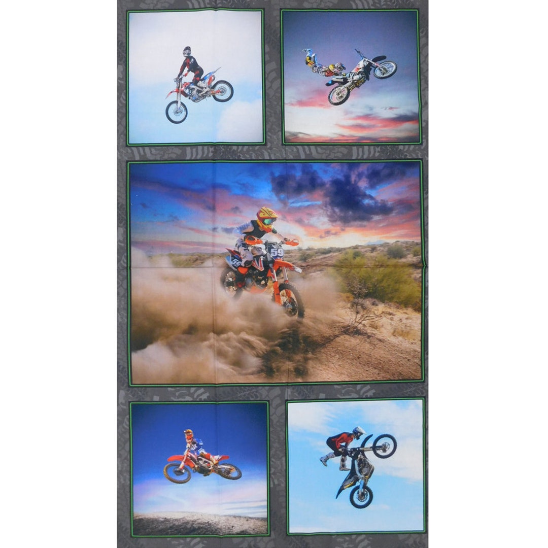 Patchwork Quilting Sewing Fabric Motocross Maniac Panel 65x110cm - Etsy