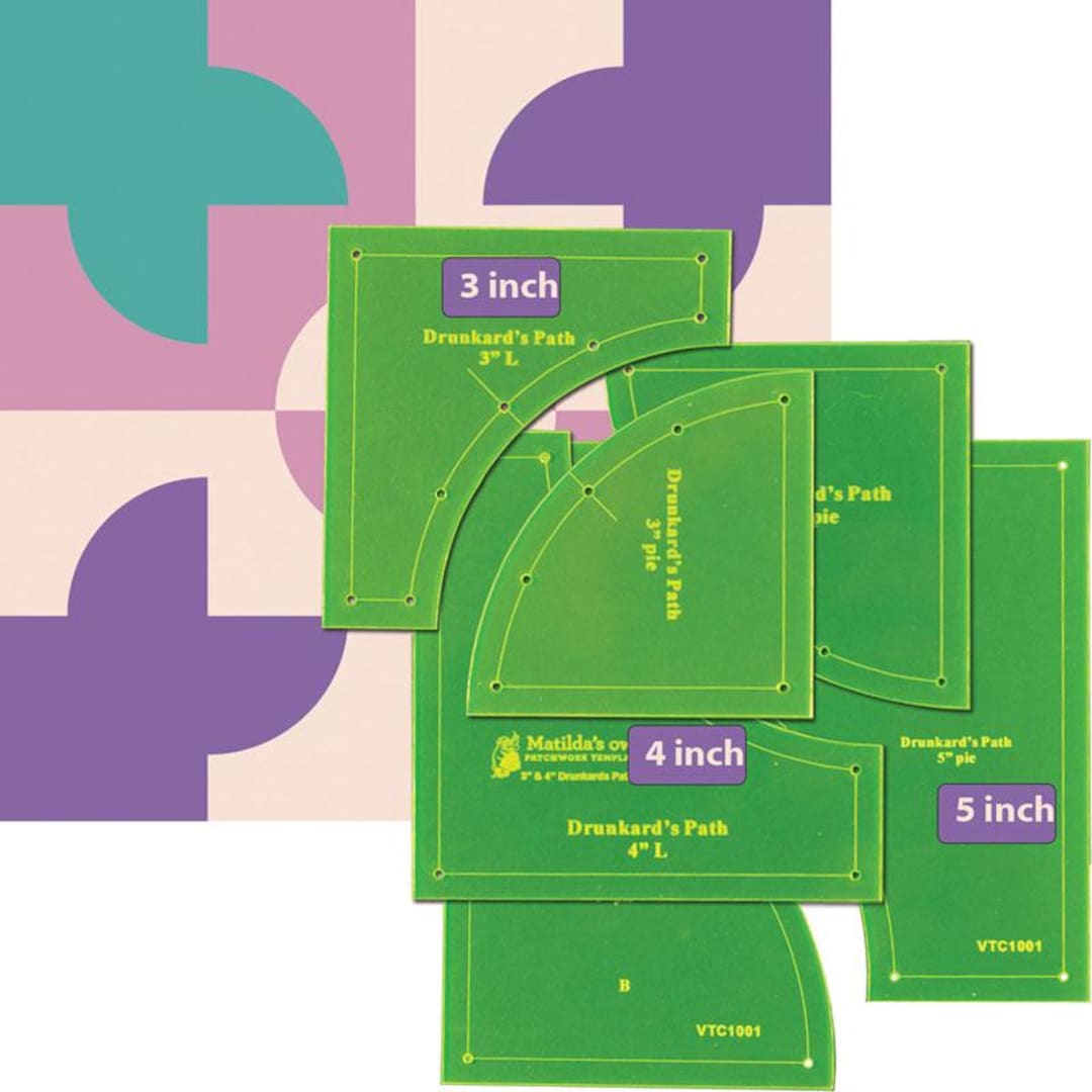Quilting Patchwork Sewing Template Drunkard's Path 3'', 4'', 5'' Matilda's Own - Etsy