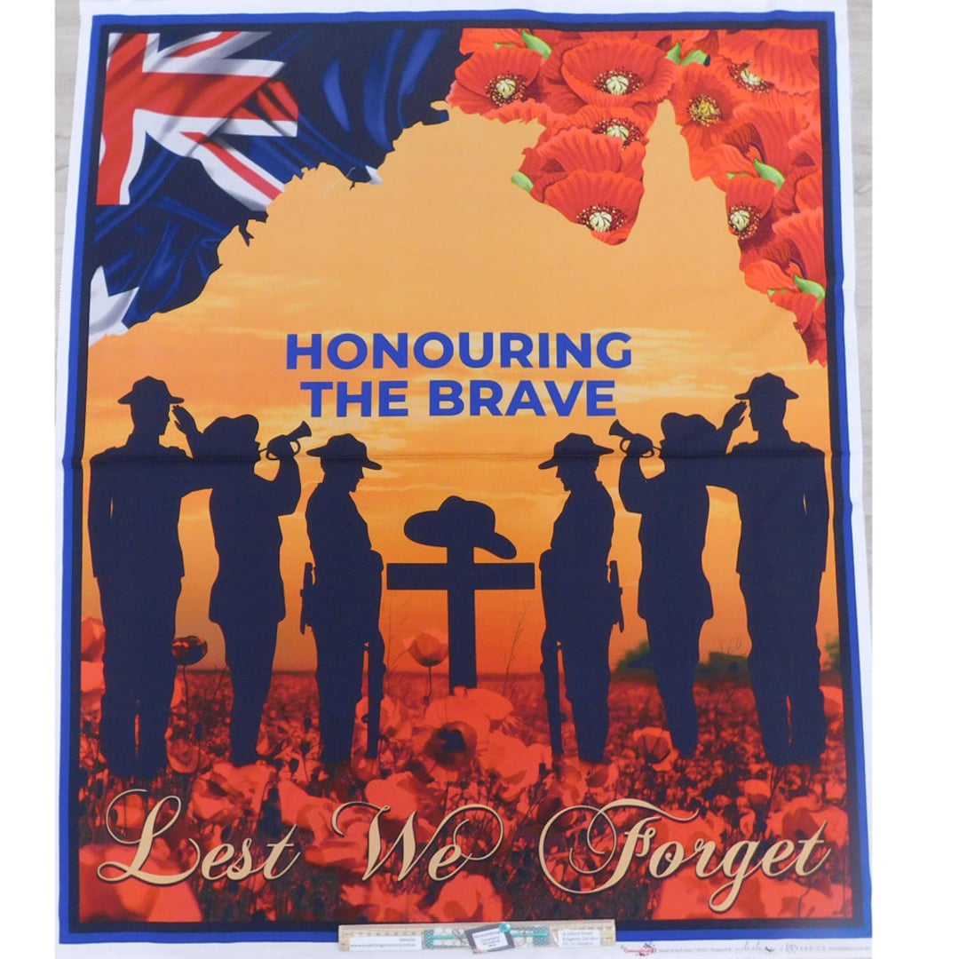 Patchwork Quilting Sewing ANZAC Honoring the Brave 96x110cm Fabric Panel - Etsy Australia