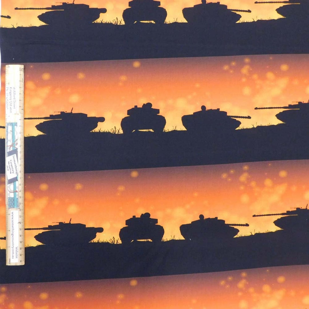 Patchwork Quilting Fabric ANZAC Sunset Army Tanks Panel 52x110cm - Etsy ...