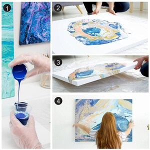 Premixed Pouring Paint Kit Set of 4 Colours Mixed Metallic DIY Canvas ...