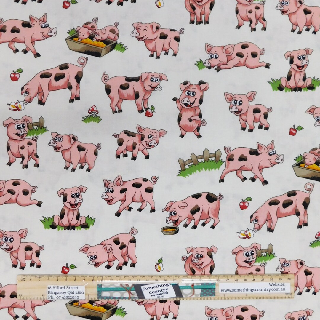 Patchwork Quilting Sewing Fabric Farm Fun Pigs 50x55cm FQ Material - Etsy