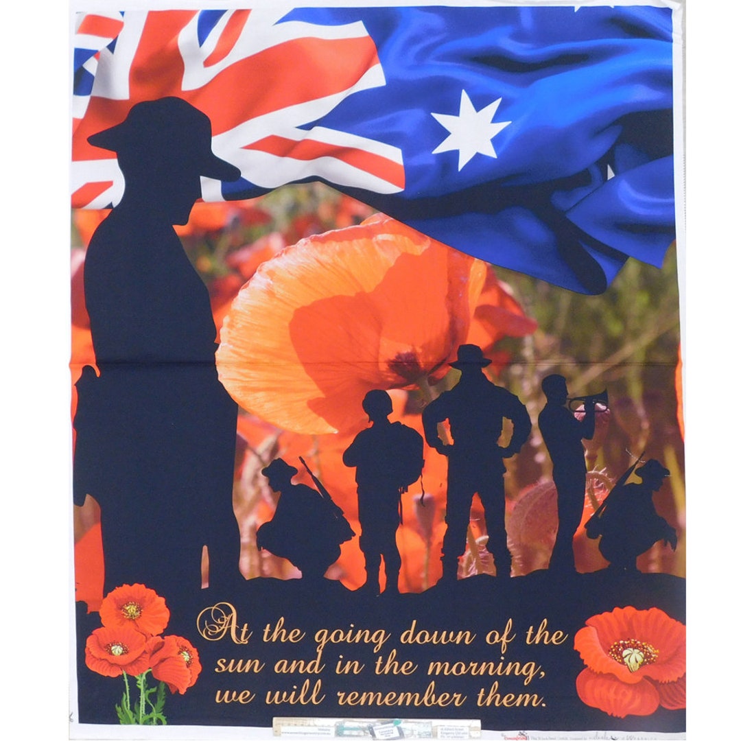 Patchwork Quilting Sewing ANZAC Remember Them 96x110cm Fabric Panel - Etsy Australia