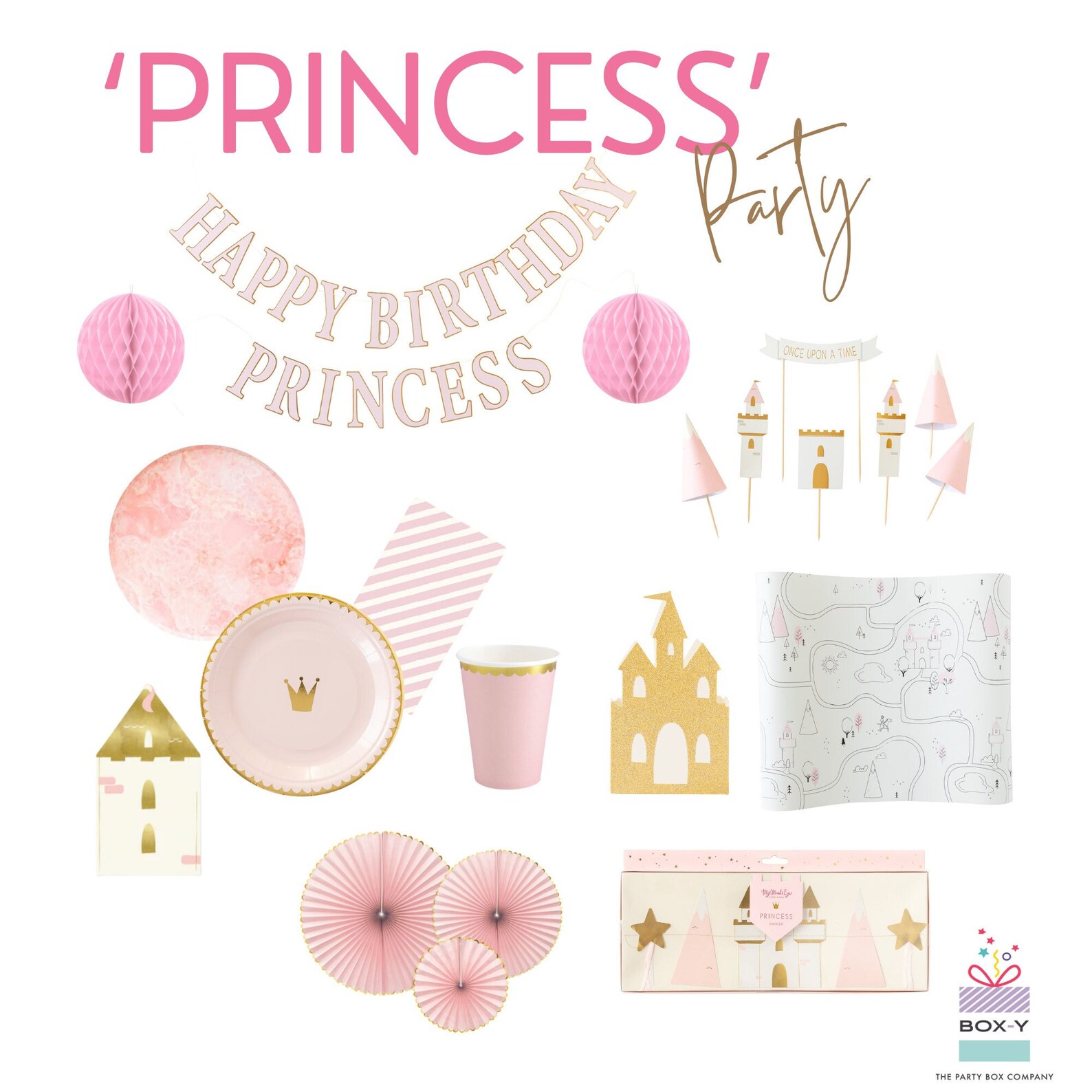 Princess Party, Pink Birthday Party Theme, Princess Crown Party Plates ...