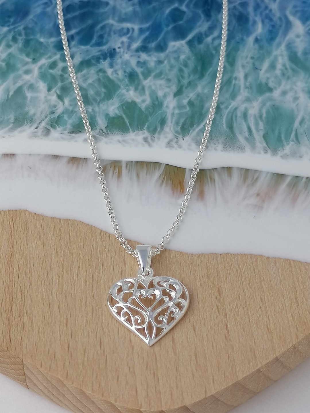 Sterling Silver Heart Necklace - Pendant - Etsy