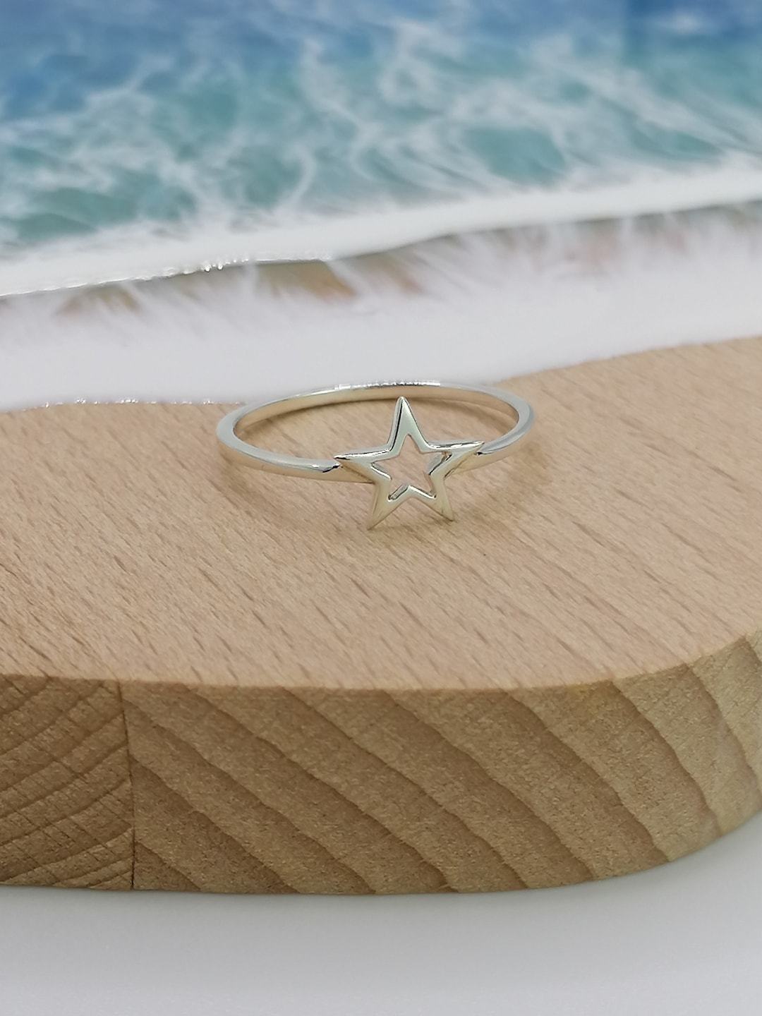 Sterling Silver Open Star Ring, Stacking Ring - Etsy