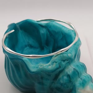 Sterling Silver Dainty Double Sided Wave Bangle - Etsy