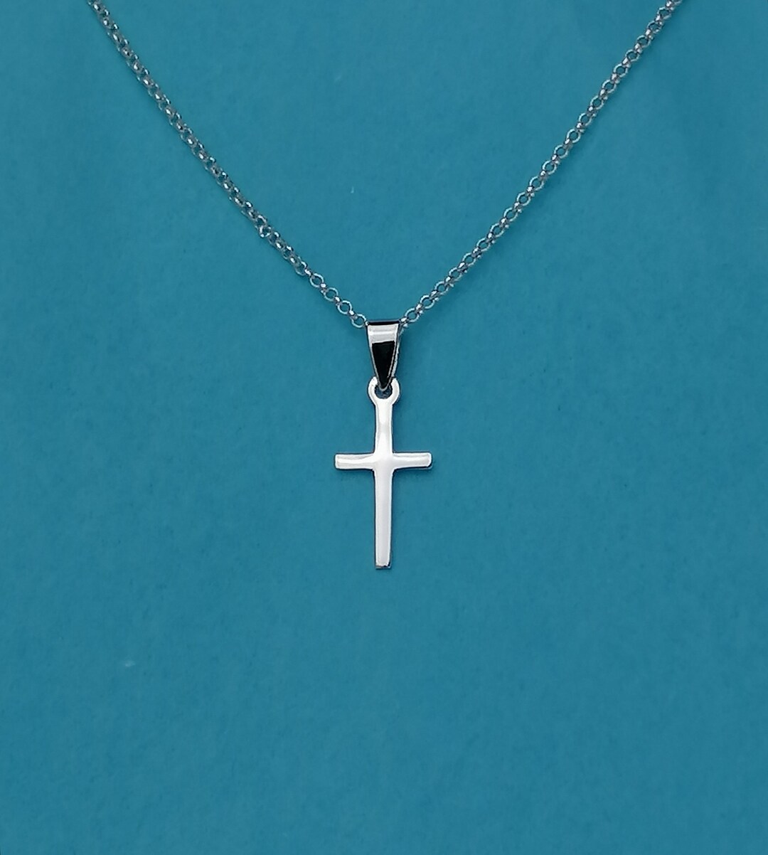 Delicate and Fine Sterling Silver Cross Pendant and Chain - Etsy UK