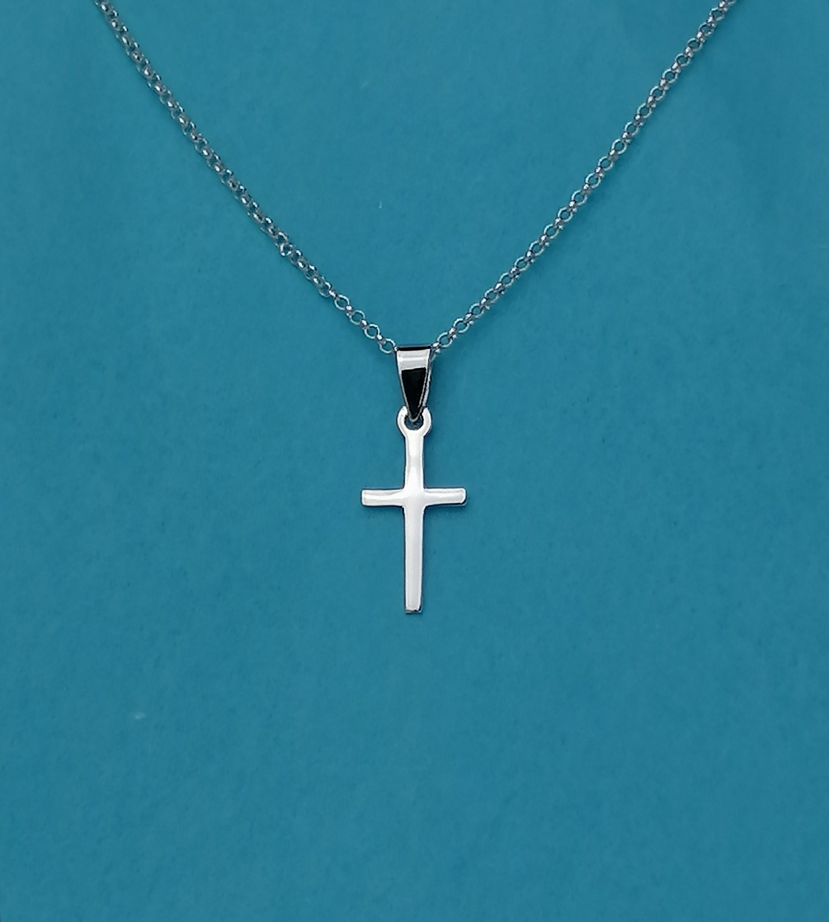 Delicate and Fine Sterling Silver Cross Pendant and Chain - Etsy UK
