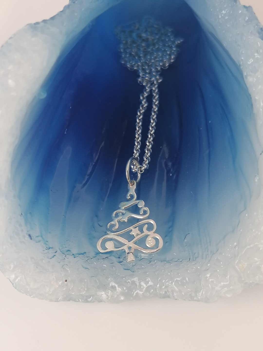 Sterling Silver Christmas Tree Pendant Necklace - Etsy