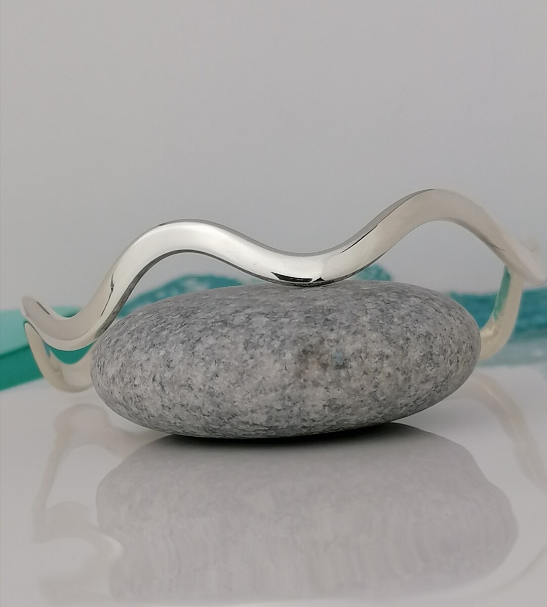 Sterling Silver Wavy / Wave Bangle - Etsy